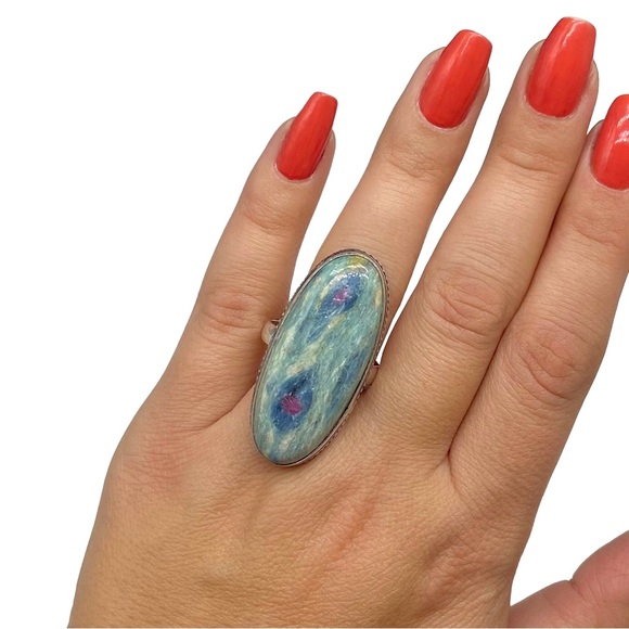 Jewelry | Ruby In Fuchsite Ring Size 1 Natural Stone Chunky Boho ...
